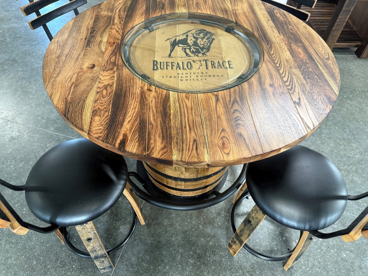 Whiskey Barrel Table Set with Buffalo Trace Imprint - Lux-Crete Design