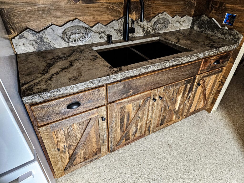 Reclaimed Barnwood Kitchen with Concrete Countertop - Lux-Crete Design